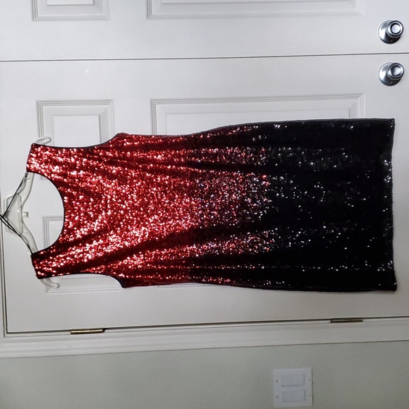 Roman | Dresses | Red And Black Sequin Fade Dress Xl | Poshmark